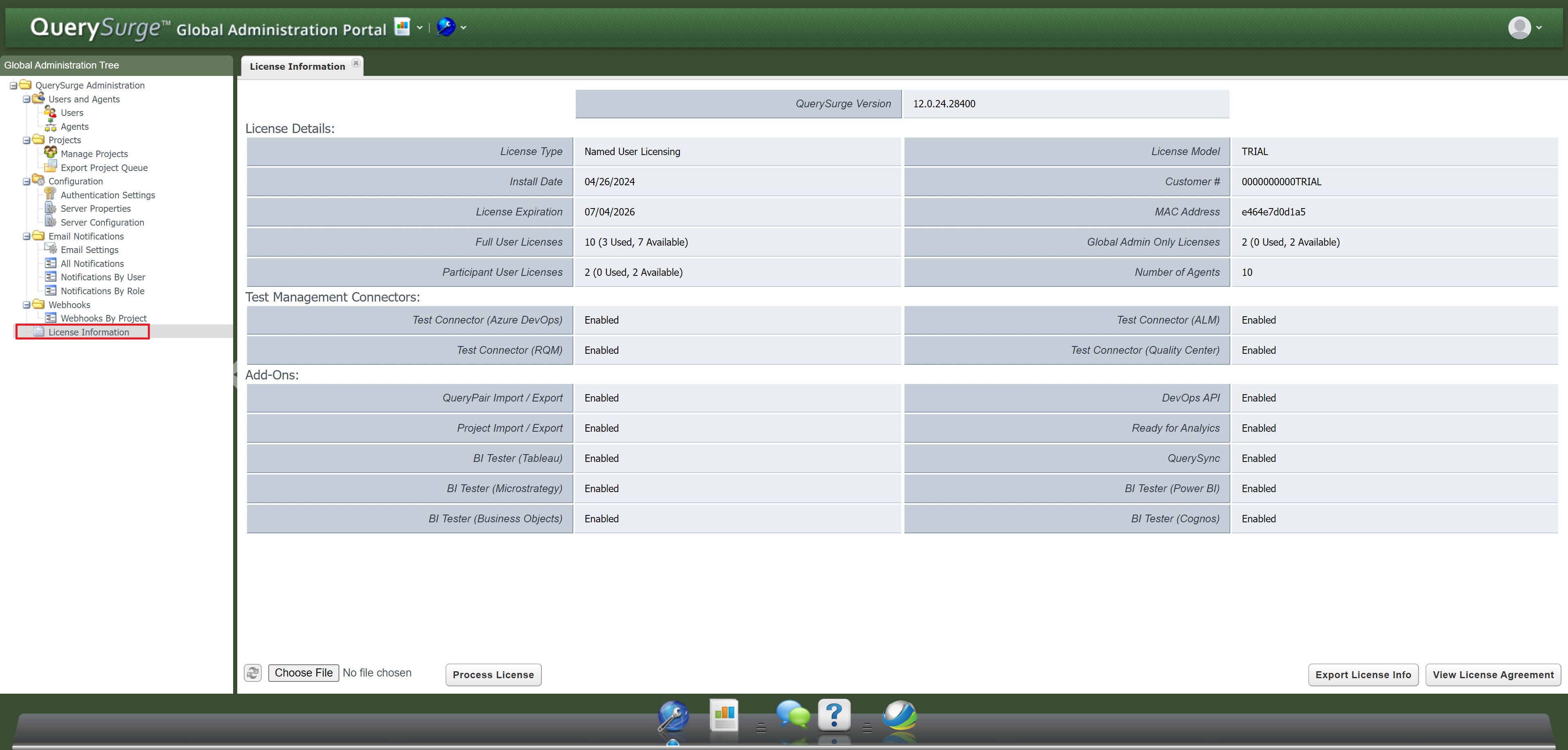 Get Your QuerySurge License Info (Versions: 12.0+) – Customer Support