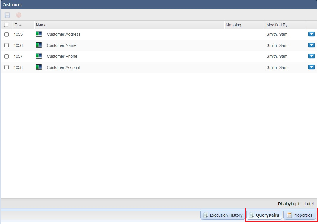 QuerySurge™ Test Suite List View – Customer Support