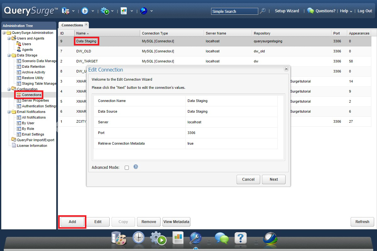 Configure Data Staging Connection (Versions: 5.0+) – Customer Support