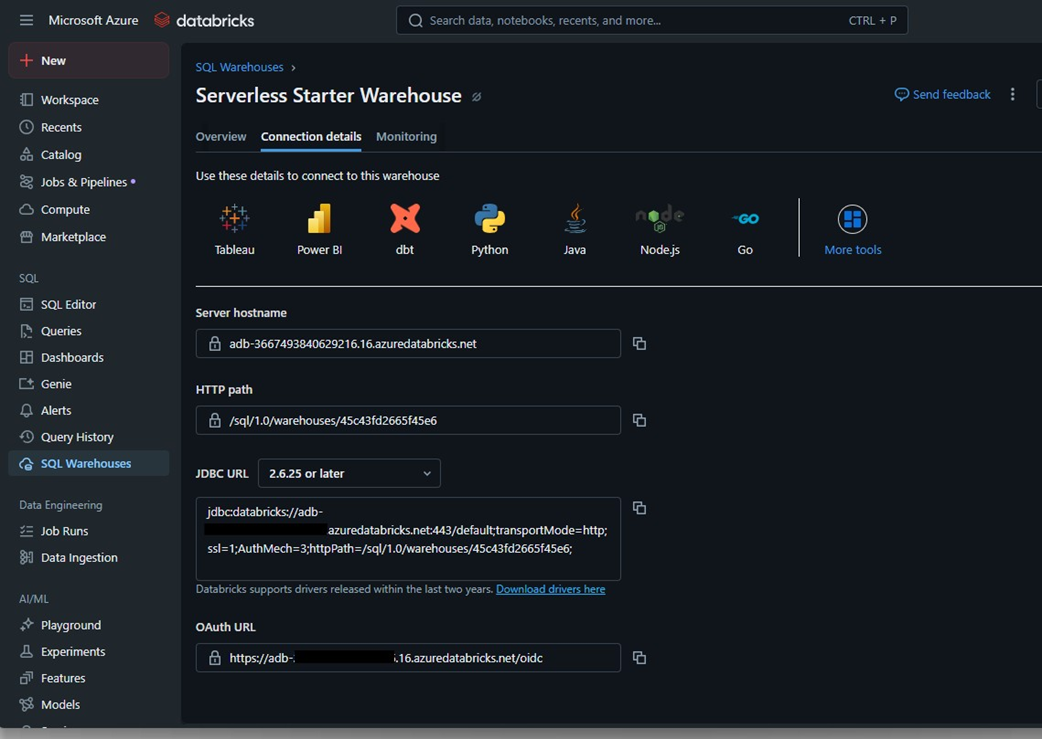 Connecting QuerySurge to Azure Databricks with Service Principal ...