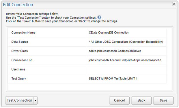 Connecting Querysurge To Azure Cosmos Db With The Cdata Cosmos Db Jdbc Driver Customer Support