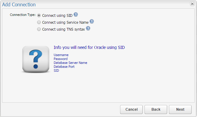 Configuring Connections Advanced Oracle Connection Options Customer Support